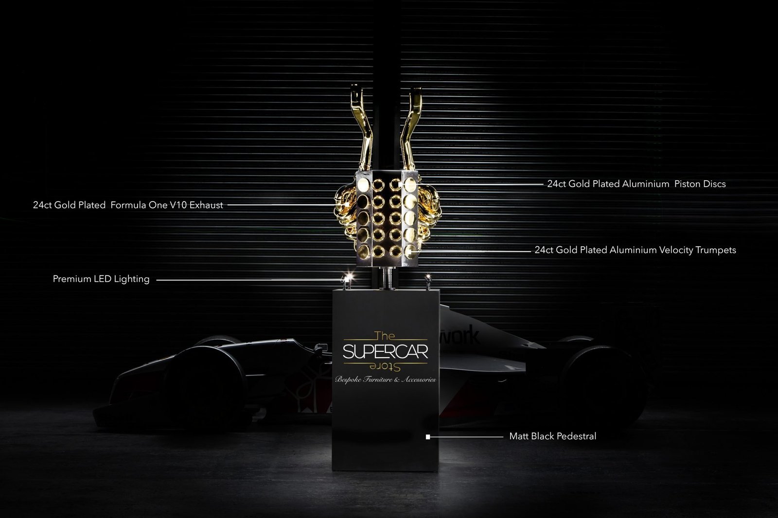 F1 Exhaust Sculpture 24ct Gold Plated - The Supercar Store